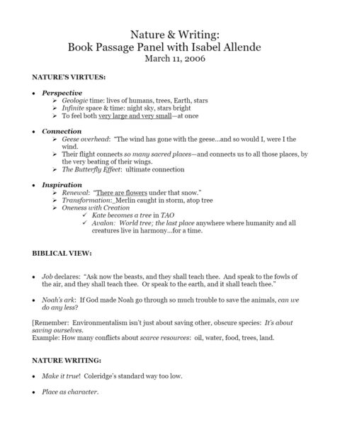 Nature & Writing Panel with Isabel Allende - TABarron.com